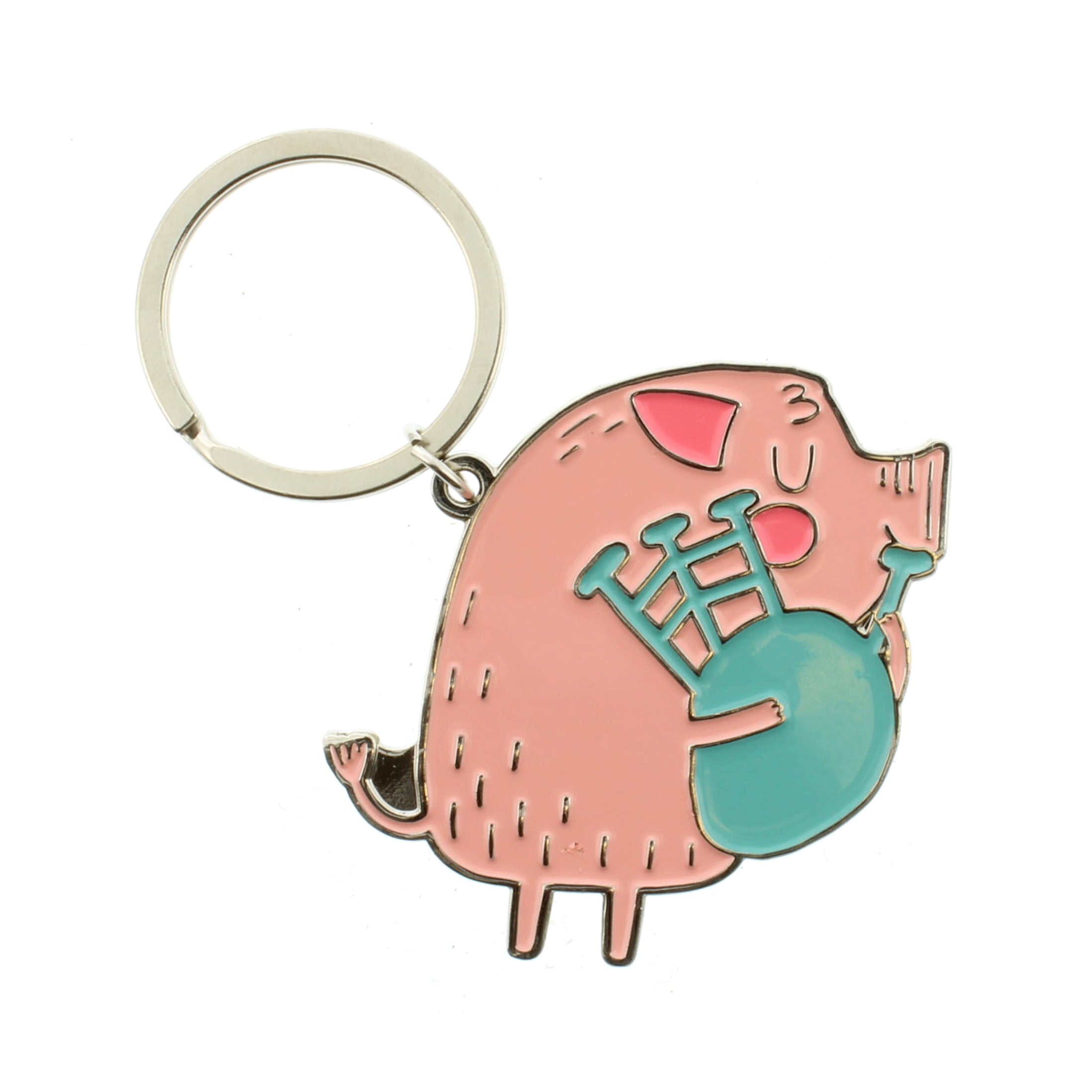 Melrose Bagpiping Pig Enamel Keyring — Historic Scotland Shop