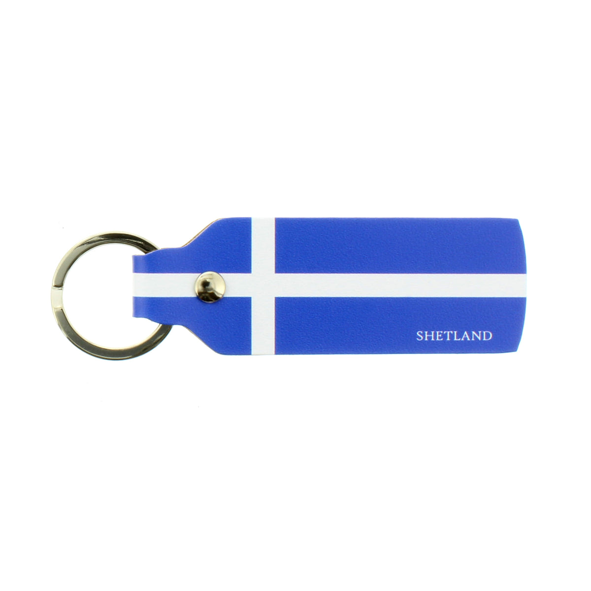 Shetland Flag Leather Keyring Oblong — Historic Scotland Shop